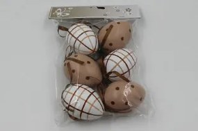Autronic Vajíčko plastové béžové 6 cm, dekorační na zavěšení, cena za sadu 6 kusů VEL5024