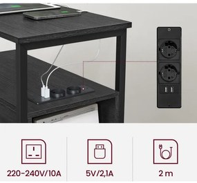 Odkládací stolek s vestavěnými zásuvkami a USB porty ROD černá