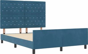 Postel s boxspringem s čelo Tmavě modrá 140 x 190 cm samet 3344877