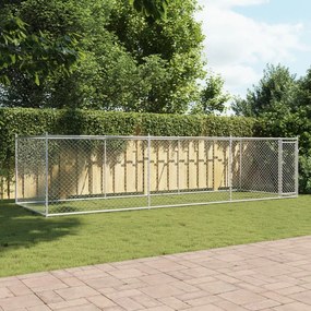 Klec pro psy s dvířky šedá 6 x 2 x 1,5 m pozinkovaná ocel 3209579