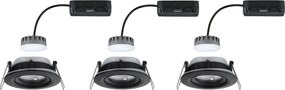 P 93082 LED vestavné svítidlo Nova Plus Coin základní sada výklopné IP65 kruhové 93mm 30° Coin 3x6W 230V stmívatelné 2700K černá mat - PAULMANN