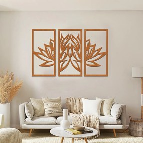dřevo života 3dílny obraz LOTOSOVÝ KVĚT Barevný vzor: Bílá, Rozměry (cm): 150x100