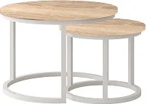 Nábytkáři ORFA TRENTO - Konferenční stolek sada 2kusy - lamino DUB SONOMA/ noha kov BÍLÝ (Toronto stolik kawowy=2balíky)(IZ) (K150)