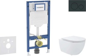 SANITINO - Set předstěnové instalace, klozetu Oudee a Slim sedátka softclose, tlačítko Sigma20, černá lesk/černá mat SANI11CA5192
