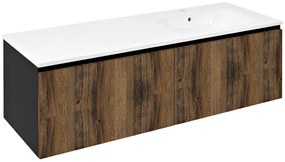 Sapho Sapho, LOREA skříňka s umyvadlem 141x46x51, 5cm (70+70cm), pravá, dub collingwood/černá matná, LE070-1935-R-06