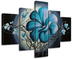 Gario Ručně malovaný obraz Modrá živá krása - 5 dílný Rozměry: 100 x 70 cm