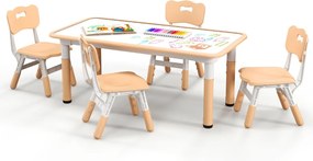 Costway Dětský stůl se 4 židlemi set s graffiti deskou, výškově nastavitelná