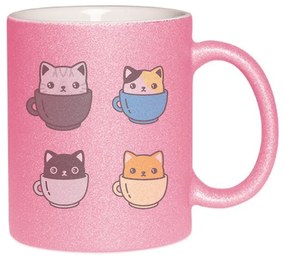 Ekomazlíček Třpytivý hrnek CAT CUP Barva hrnknu: Růžová