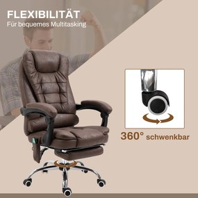 Kancelářská židle Vinsetto s masážní funkcí, ergonomická kancelářská židle s funkcí polohování a vyhřívání, výškově nastavitelná počítačová židle s p…