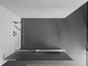 Mexen Kioto+ L, sprchová zástěna Walk-In s poličkou a věšákem 70 x 200 cm, 8mm sklo s žebrovým vzorem, broušená ocel profil, 800-070-123-97-09