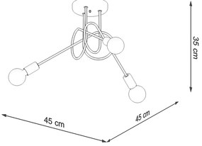 Stropní svítidlo Supel 3, chromové tělo svítidla
