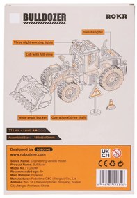 ROBOTIME Rokr 3D dřevěné puzzle Buldozer 211 ks