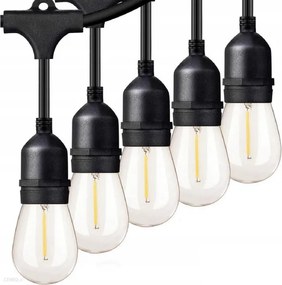 LED Venkovní dekorační řetěz 15xE27/1W/230V 15,94 m IP44 černá