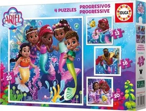 EDUCA Puzzle Disney Ariel 4v1 / (12  16  20  25 dílků)