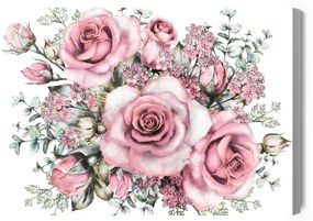 Obraz Květiny A Poupata Růží Malované Akvarelem Nedostatek Nedostatek Plátno Canvas 90x60
