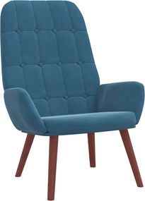 Relaxační křeslo s podnožkou modré samet 3315148