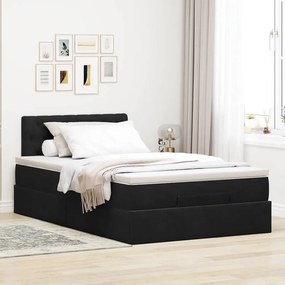 Osmanský rám postele s matrací černý 120x200cm samet 3312688