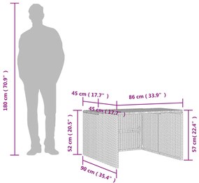 vidaXL Garáž pro robotickou sekačku šedá 86 x 90 x 52/57 cm polyratan