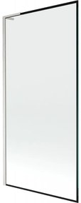 Mexen Next L, 1-křídlová vanová zástěna 90 x 150 cm, 6mm čiré sklo-černý vzor, ​​6mm čiré sklo, profil broušená ocel, 895-090-000-03-70-97