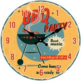 Postershop Nástěnné skleněné hodiny: BBQ Party - 34 cm