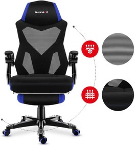 Ergonomické herní modré křeslo s opěrkou nohou COMBAT 3.0