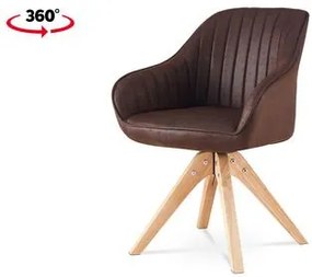 Autronic Moderní jídelní židleJídelní židle, hnědá látka v dekoru broušené kůže, nohy masiv kaučukovník (HC-772 BR3)