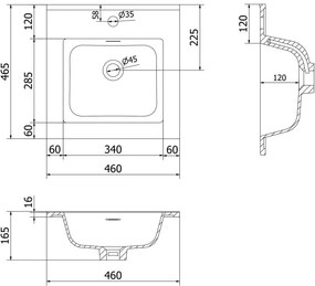 Mexen Rivel, koupelnová skříňka 45 cm s umyvadlem Otis, 1 zásuvka, drážkovaná, bílá matná, 91A20-04547-1-BF01-W18M01