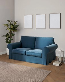 Potah na pohovku IKEA Ektorp 2-místná, nerozkládací barva modrá látka lesklé, sametová