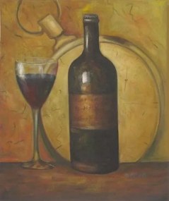 Zátiší s červeným vínem - 120 x 90 cm