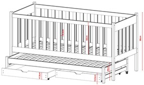 Legno Dětská rozkládací postel Karla šedá Rozměr (cm): 80x200