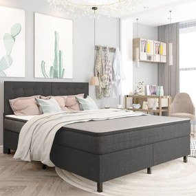 Postel boxspring tmavě šedá textil 180 x 200 cm 3054796