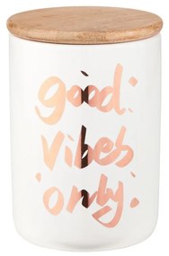 Butlers QUEEN IT Dóza s nápisem Good vibes 14 cm - bílá