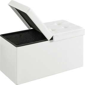 Puf, skládací úložná lavice otoman 80L, 76x38x38 cm, bílý