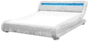 Sametová vodní postel s LED 180 x 200 cm stříbrná AVIGNON Beliani