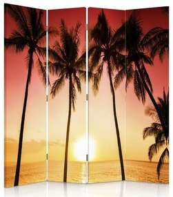 Ozdobný paraván Palm Beach Sun - 145x170 cm, čtyřdílný, obustranný paraván 360°