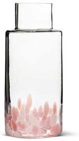 Karafa DOTTY 1l - SKLOVE, skleněná, bílá, růžová