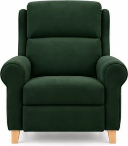 křeslo relaxační, odpočinkové, ušák, dřevo/textil, 101x95x75 cm, přírodní/tmavě zelená, Dekorino VILAR