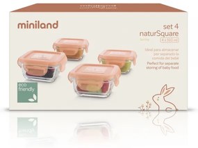 Miniland Misky na jídlo hermetické Natur 4 ks Králíček