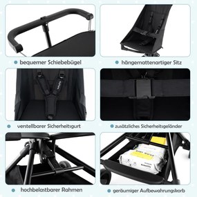 Costway Skládací kočárek s nastavitelnou a odnímatelnou stříškou Travel Buggy