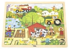 Viga Dřevěné puzzle 48 dílků - farma