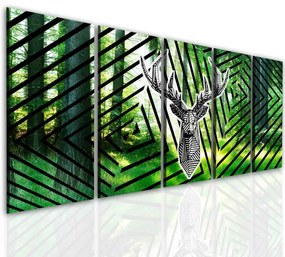 Obraz geometrický jelen v přírodě Velikost (šířka x výška): 150x70 cm