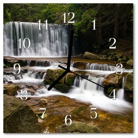 Nástenné skleněné hodiny vodopády 30x30 cm