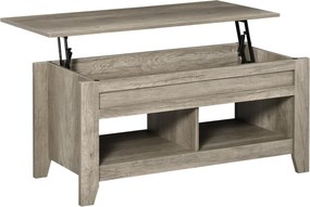 HOMCOM Zvedací Konferenční Stolek, Stolek do Obývacího Pokoje se Policemi a Skrytým Úložištěm, 105 x 50 x 49-62,5 cm do Obývacího Pokoje, Ložnice, Du…