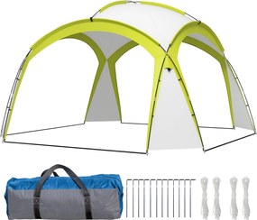 Outsunny Pavilon pro Akce 3,5 x 3,5 m s Dveřmi na Háčku, Ochrana proti Dešti se Silnými Ocelovými Sloupky, Zahradní Pavilon s Ochrannou proti UV, Slun