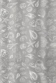 Erga Peva, sprchový závěs s háčky (12ks) 200x180 cm, šedá vzor Mare, ERG-08269
