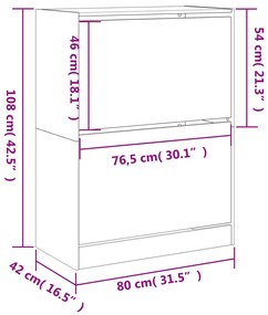 Botník se 2 výklopnými zásuvkami hnědý dub 80 x 42 x 108 cm - Default Title