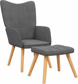Relaxační křeslo se stoličkou tmavě šedé textil 327931