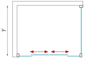 Sprchové dveře posuvné LLD4 v kombinaci s pevnou stěnou LLB Viz technická specifikace Transparent Brillant LLD4/1500+LLB/1000 1500 1000 LLD4/1500_LLB/1000_br_tr