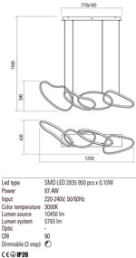 Redo Závěsné LED svítidlo Bias, délka 120cm Barva: Bílá