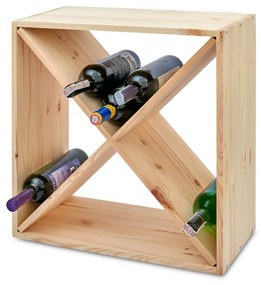 ČistéDřevo Dřevěný regál na víno kříž 52 x 52 x 25 cm - 1 ks